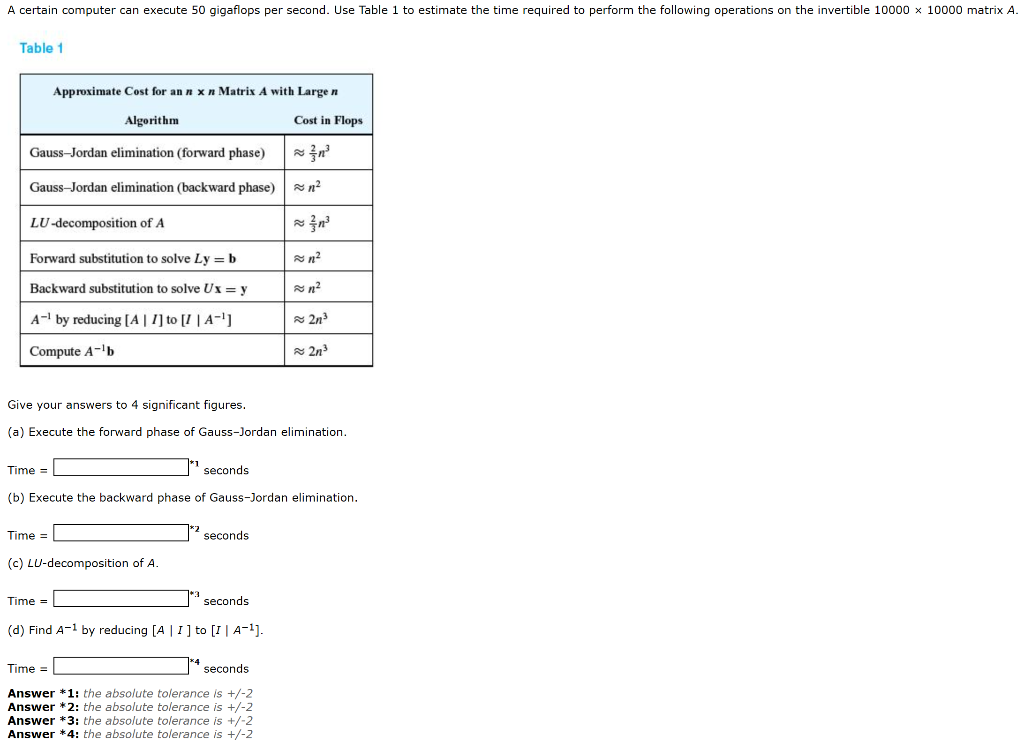 Solved A certain computer can execute 50 gigaflops per | Chegg.com