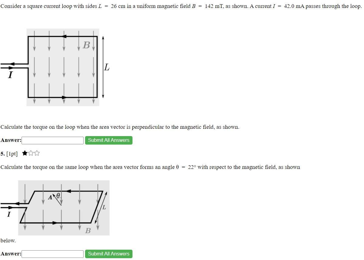 Solved Consider a square current loop with sides L = 26 cm | Chegg.com