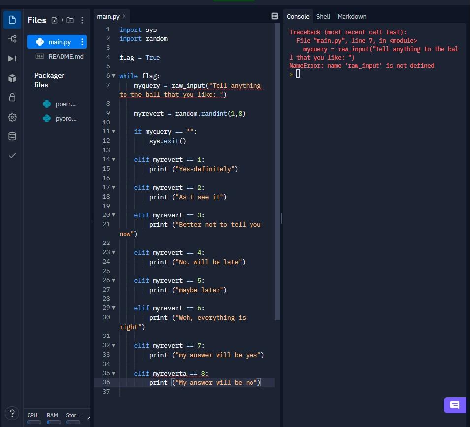 Solved E Files 0 0 Console Shell Markdown 1 main.py * import | Chegg.com