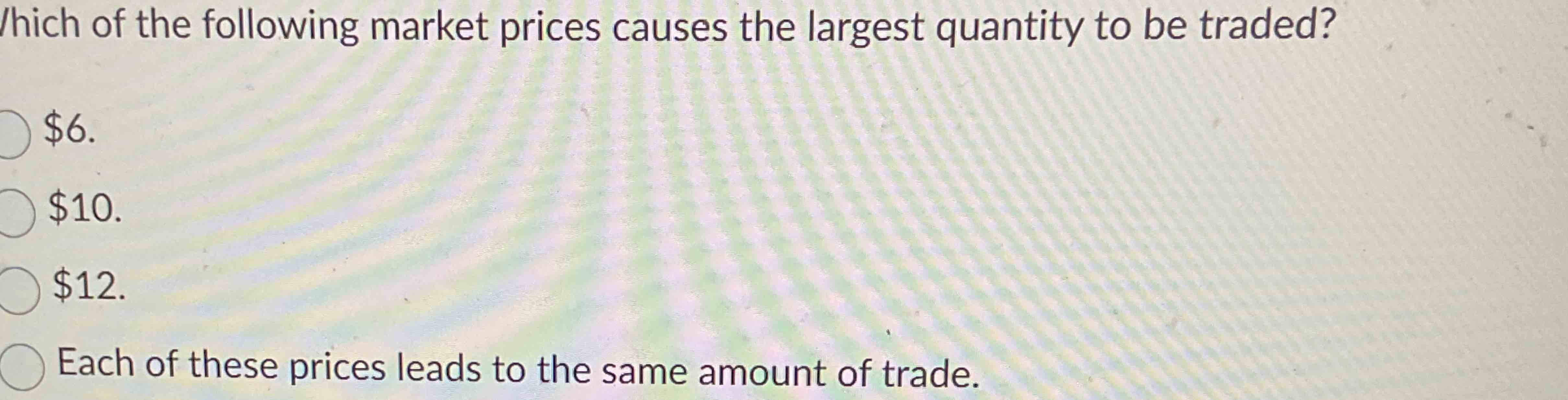 Solved hich of the following market prices causes the | Chegg.com