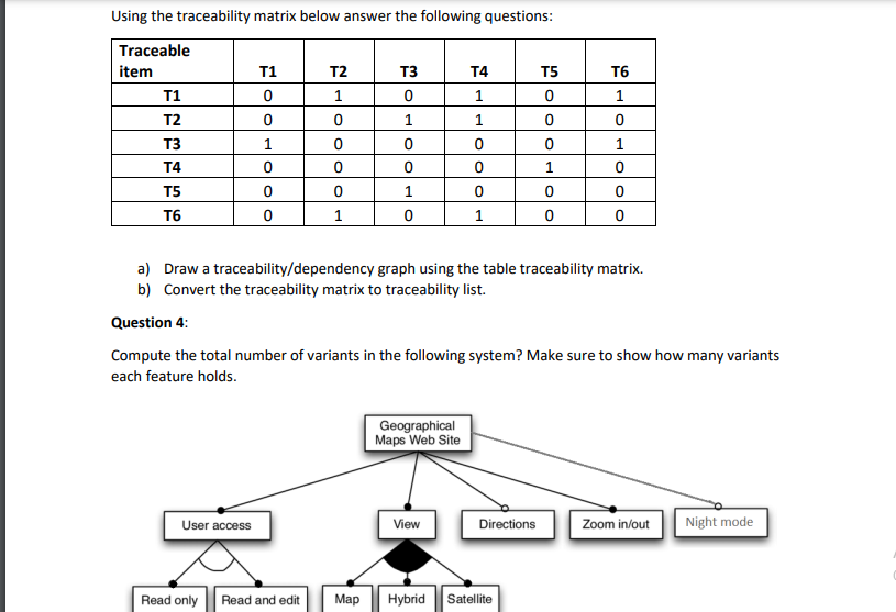 Solved Using the traceability matrix below answer the | Chegg.com