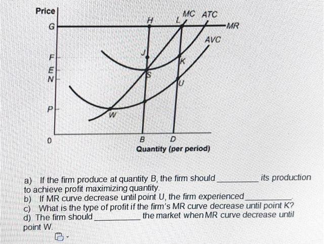 Solved a) If the firm produce at quantity B, the firm should | Chegg.com