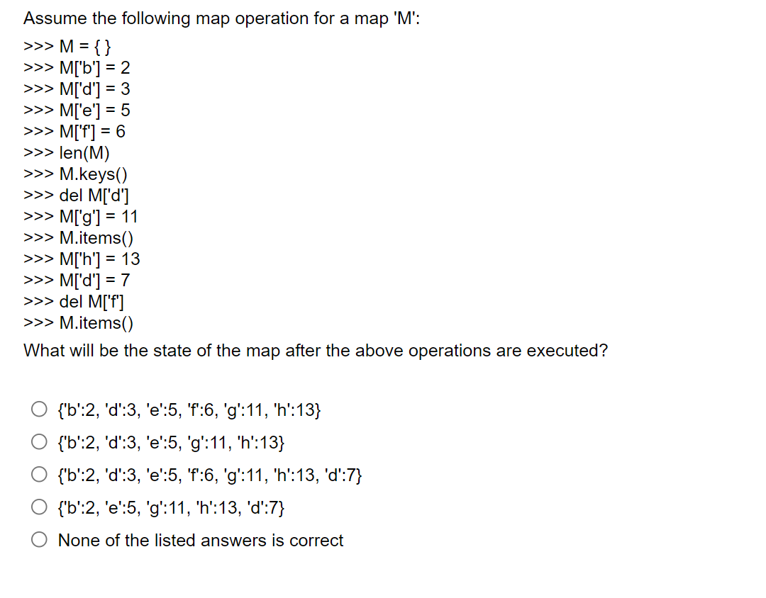 Solved Assume the following map operation for a map ' M ': | Chegg.com