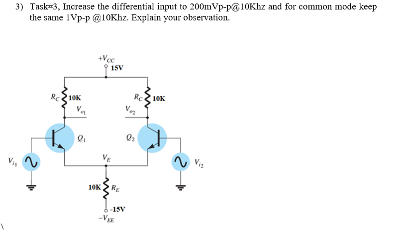 Solved 3) Task\#3, Increase the differential input to | Chegg.com