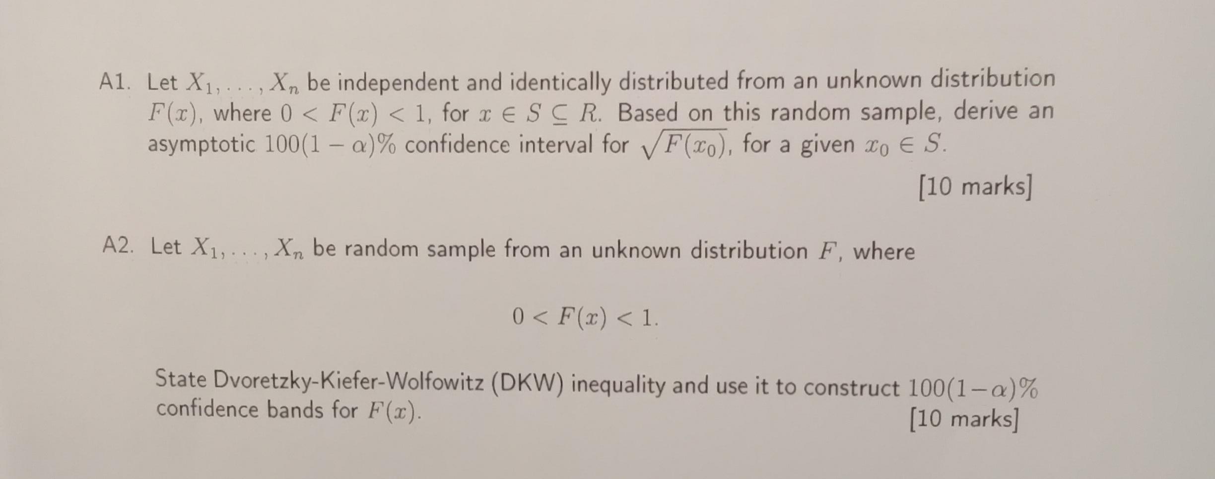 A1. Let X1,…,Xn be independent and identically | Chegg.com