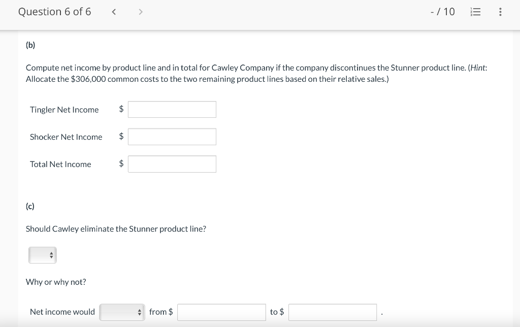 Solved Fixed expenses consist of $306,000 of common costs | Chegg.com