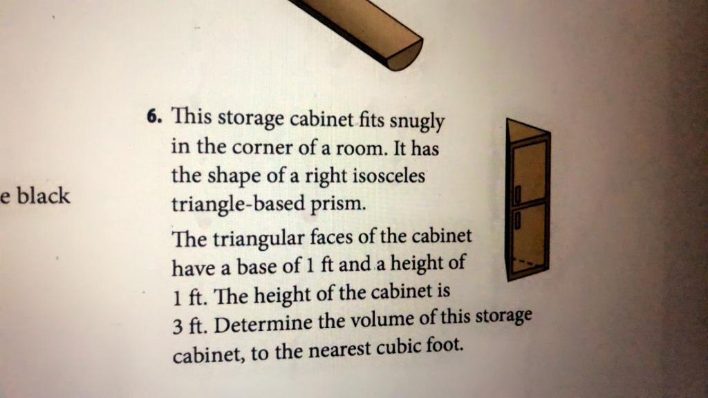 Solved e black 6. This storage cabinet fits snugly in the | Chegg.com