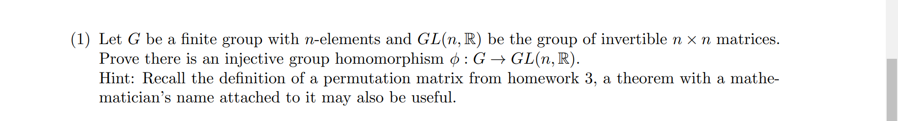 Solved (1) Let G be a finite group with n-elements and | Chegg.com