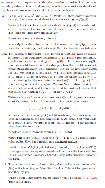 assignment is to implement a shooting method to solve | Chegg.com