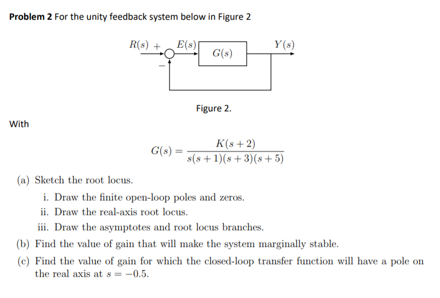 Solved Problem 2 For the unity feedback system below in | Chegg.com
