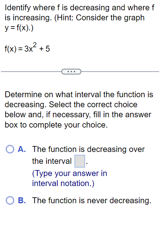 Identify where f is decreasing and where f is | Chegg.com