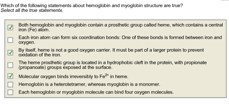 Solved Which of the following statements about hemoglobin | Chegg.com