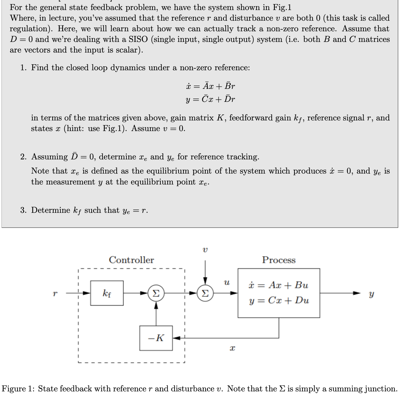 Solved For the general state feedback problem, we have the | Chegg.com