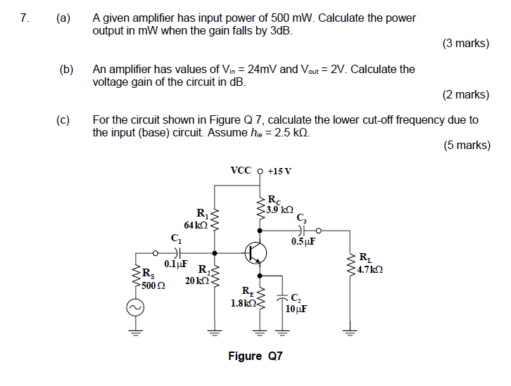 Solved (a) A given amplifier has input power of 500 mW. | Chegg.com