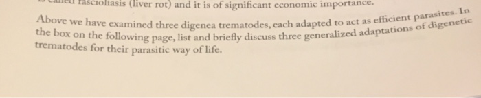 Solved fascioliasis (liver rot) and it is of significant | Chegg.com