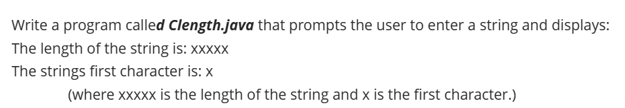 Solved Write a program called Clength.java that prompts the | Chegg.com