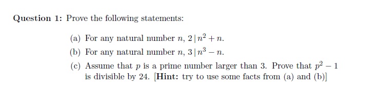 Solved tion 1: Prove the following statements: (a) For any | Chegg.com
