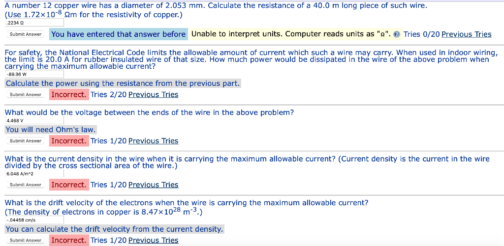 Solved A number 12 copper wire has a diameter of 2.053 mm. | Chegg.com