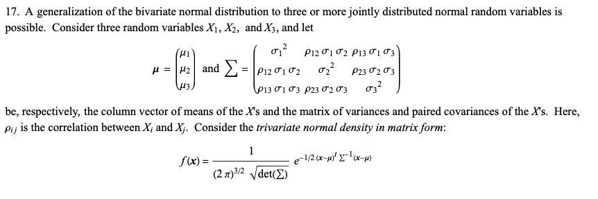 17. A generalization of the bivariate normal | Chegg.com
