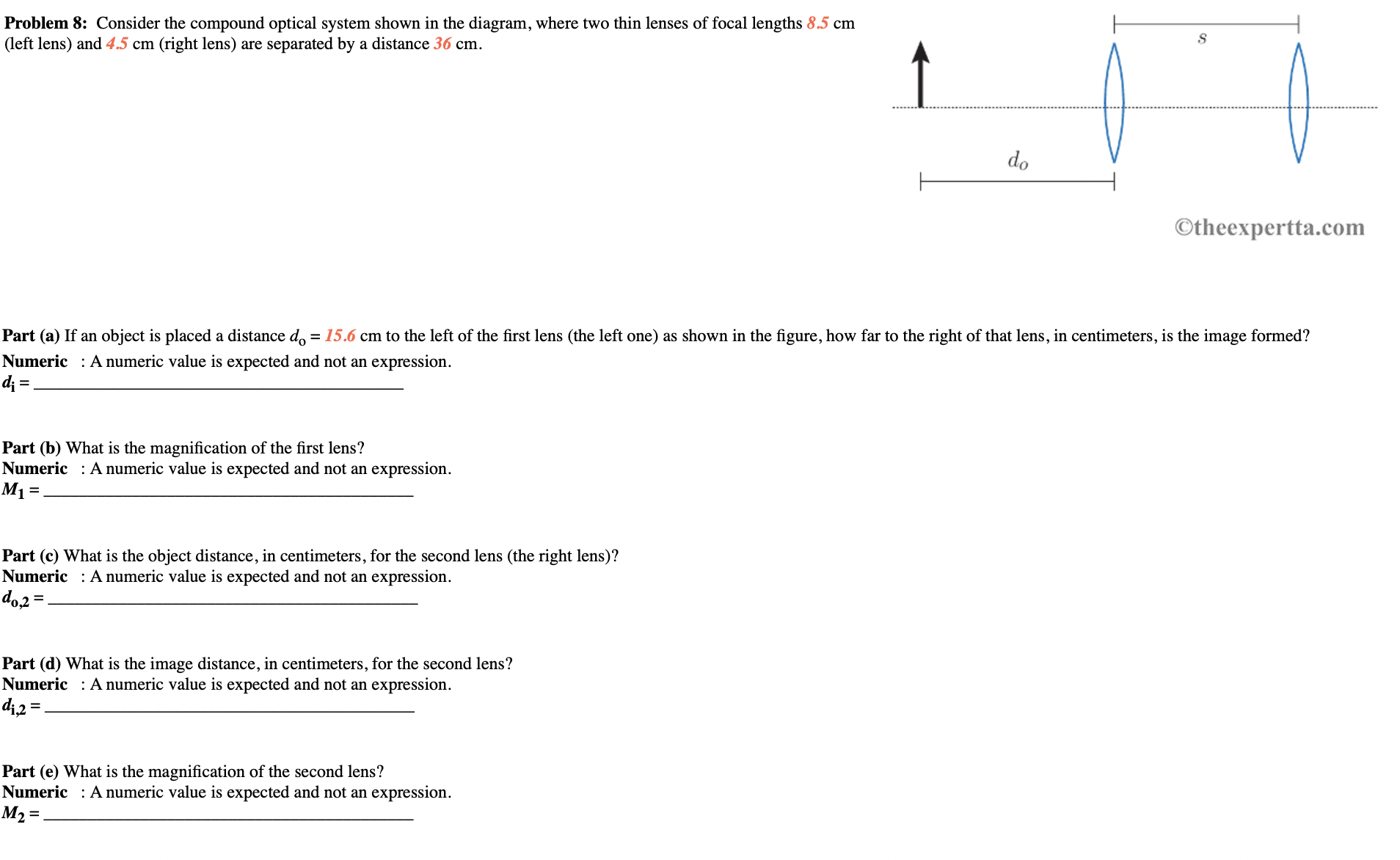 Solved Problem 8: Consider the compound optical system shown | Chegg.com Solved Problem 8: Consider the compound optical system shown | Chegg.com