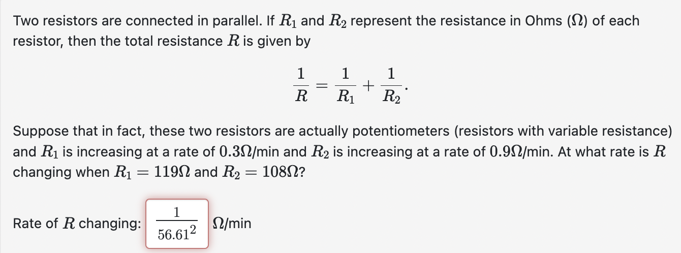 Solved Two resistors are connected in parallel. If R1 and R2 | Chegg.com