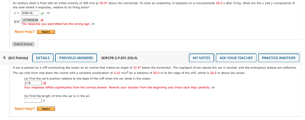 Solved An artillery shell is fired with an initial velocity | Chegg.com