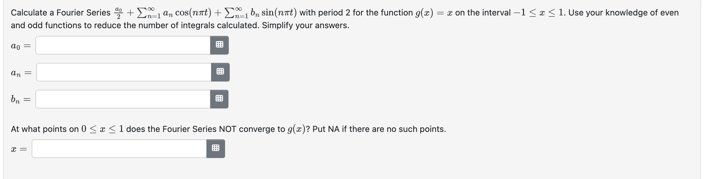 Solved Calculate a Fourier Series | Chegg.com