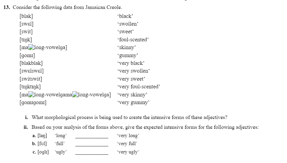 13. Consider the following data from Jamaican Creole. | Chegg.com