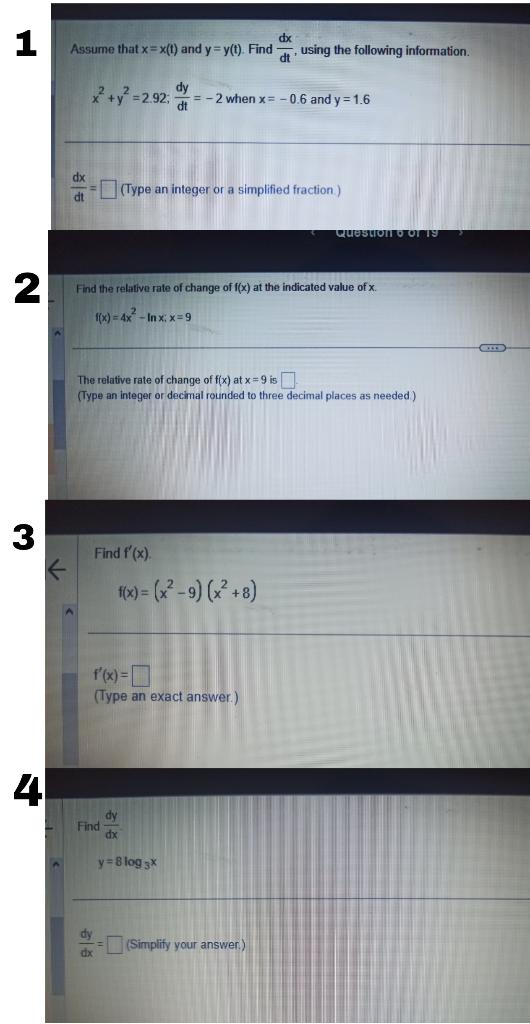 Solved Assume that x=x(t) and y=y(t). Find dtdx, using the | Chegg.com