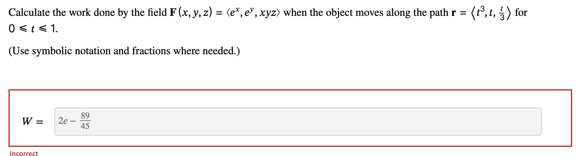 Solved Calculate the work done by the field | Chegg.com