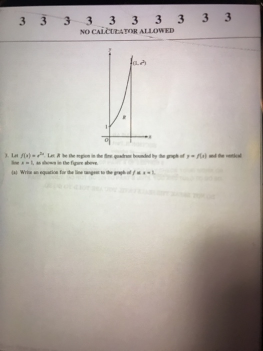 Solved Let f(x) = e^2x. Let R be the region in the first | Chegg.com