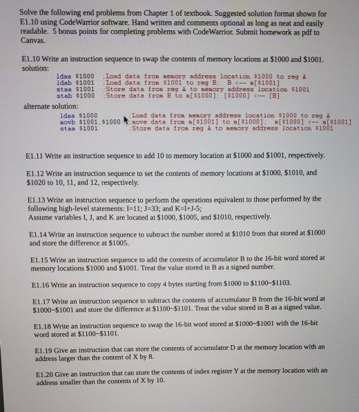 Solved Solve the following end problems from Chapter 1 of | Chegg.com