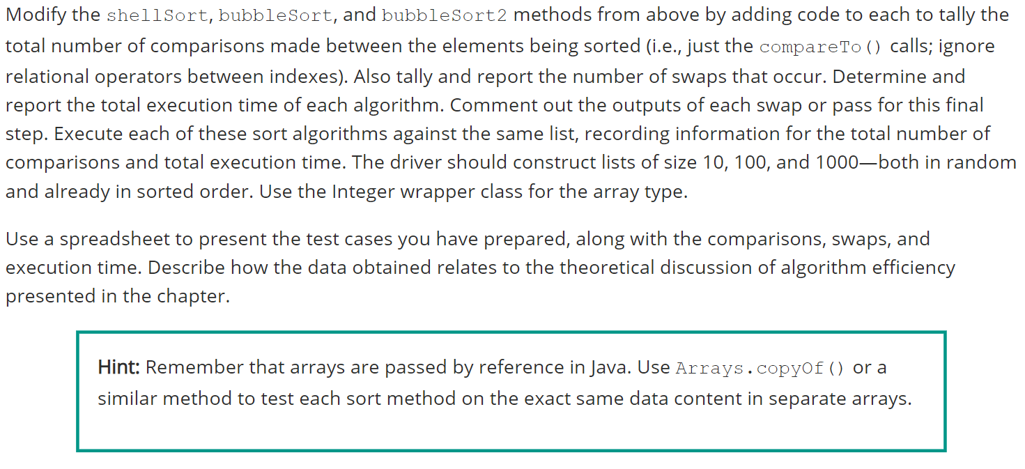 Solved public static > void shellSort(T[] data) { | Chegg.com