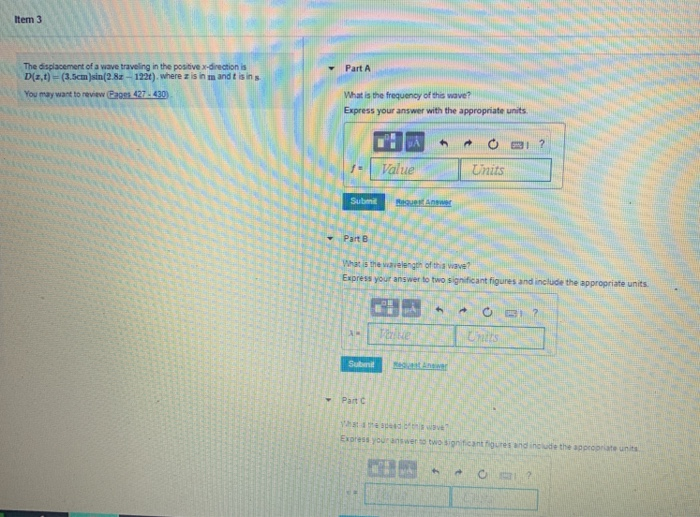 Solved Item 2 Part A A wave has angular frequency 30.0 rad/s | Chegg.com