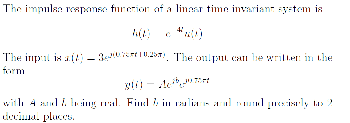 Solved The impulse response function of a linear | Chegg.com