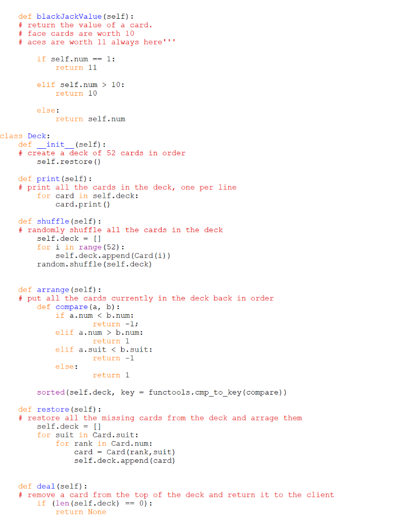 Solved Below is python code for a black jack game. I am | Chegg.com