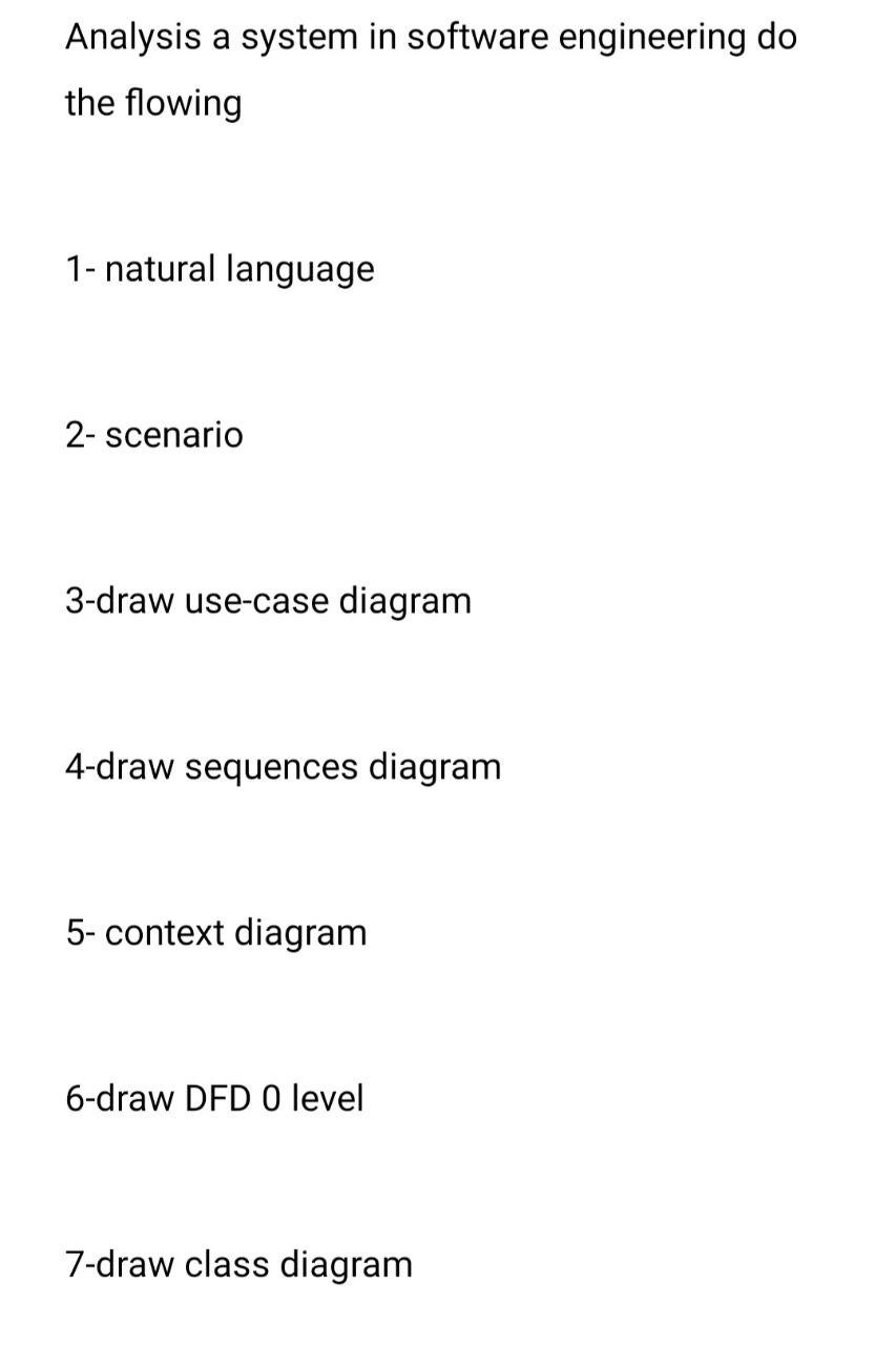 Solved Analysis a system in software engineering do the | Chegg.com