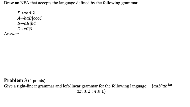 Solved Draw an NFA that accepts the language defined by the | Chegg.com