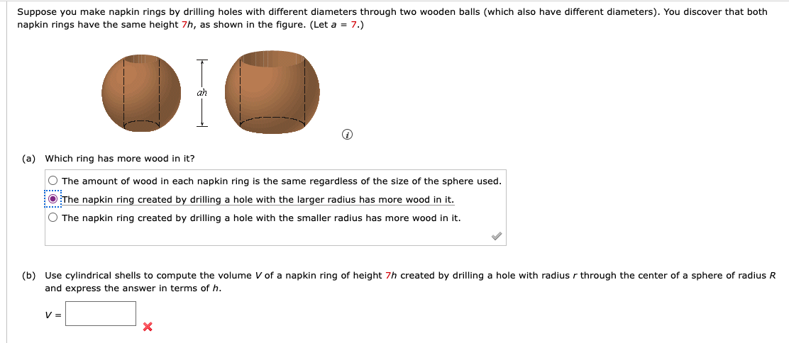 Solved Suppose you make napkin rings by drilling holes with | Chegg.com