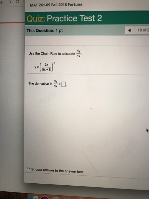 Solved MAT 261-09 Fall 2018 Fortune Quiz: Practice Test 2 | Chegg.com