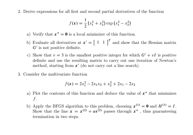Solved 2. Derive expressions for all first and second | Chegg.com