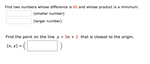 Solved Find two numbers whose difference is 92 and whose | Chegg.com