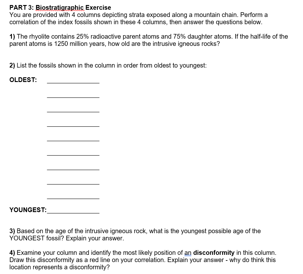 Solved Learning Objectives: • Correlate rock units based on | Chegg.com