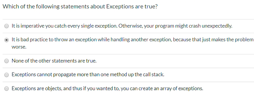 Solved If you have multiple catch statements for different | Chegg.com