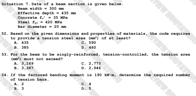 Solved Situation 7 . Data of a beam section is given below. | Chegg.com