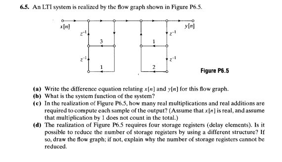 Solved 6 5 An Lti System Is Realized By The Flow Graph