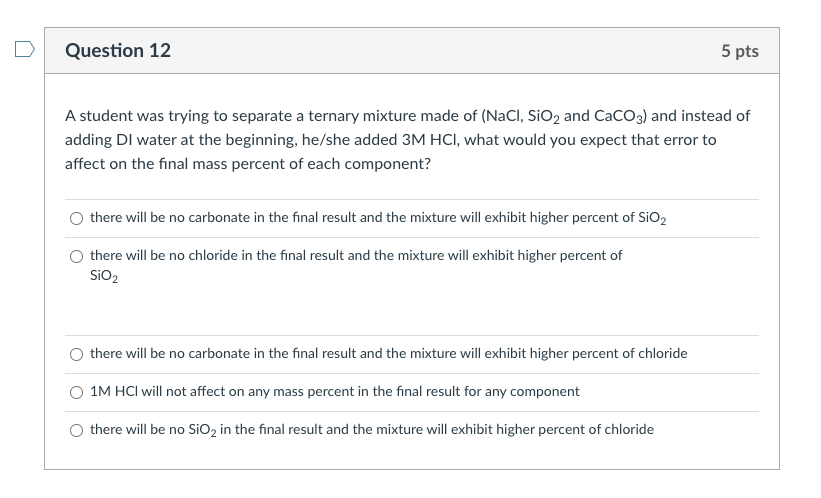 Solved A student was trying to separate a ternary mixture | Chegg.com