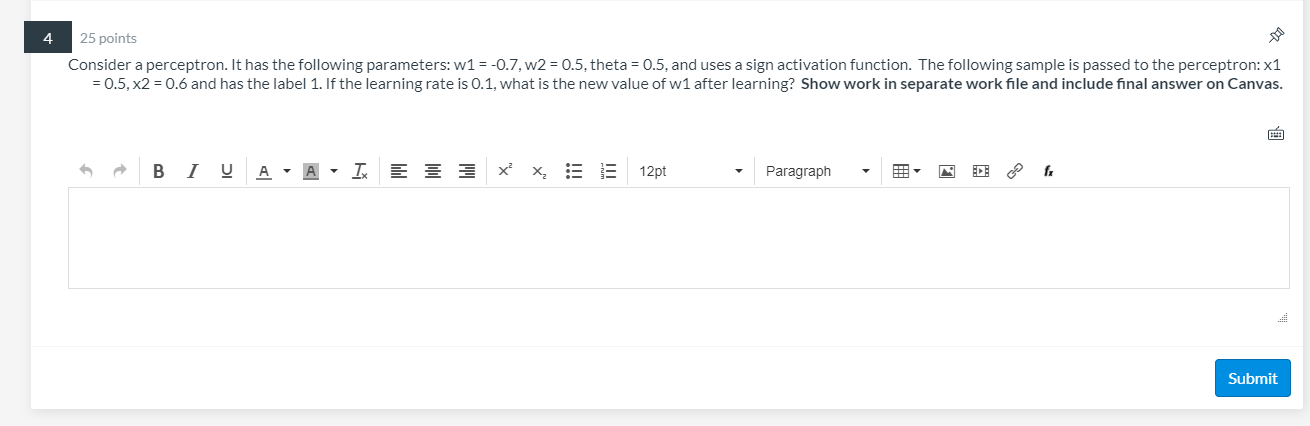 4 25 points Consider a perceptron. It has the | Chegg.com