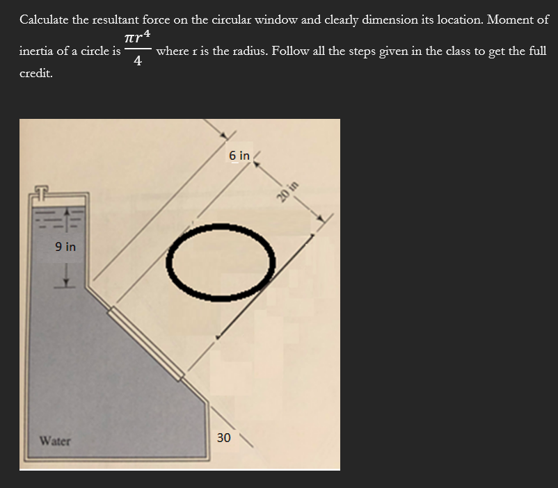 Calculate the resultant force on the circular window | Chegg.com