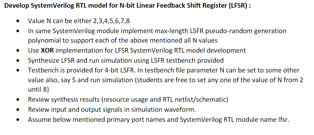 Develop System Verilog RTL model for N-bit Linear | Chegg.com